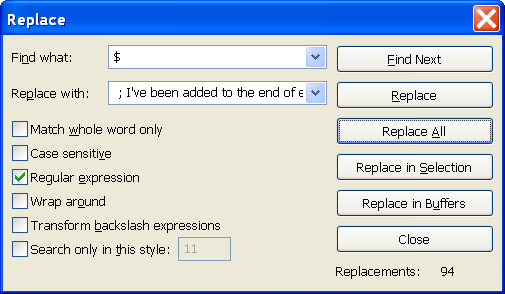 Find End Of The Line With Scite Replace Regex Autoit General Help And Support Autoit Forums