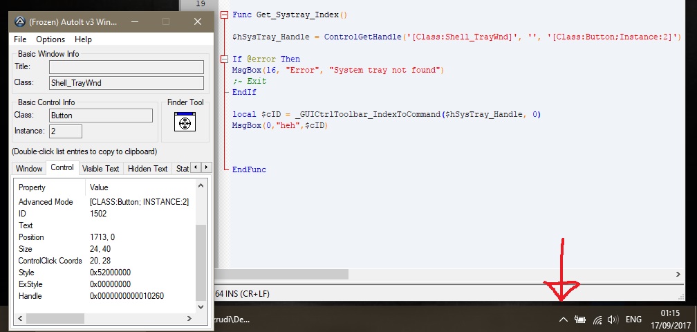 How Do I Mouseclick On The Windows 10 Tray Overflow Icon Autoit Gui Help And Support Autoit 